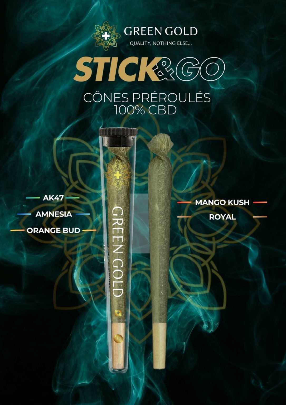 PRÉ ROULÉ STICK&GO – 100% CBD – Green Gold CBD